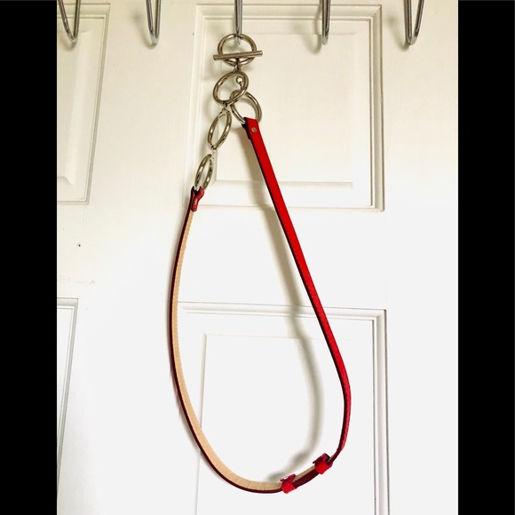 Accessories | Bright Red Unique Silver Circle Buckle Clasp Belt | Poshmark